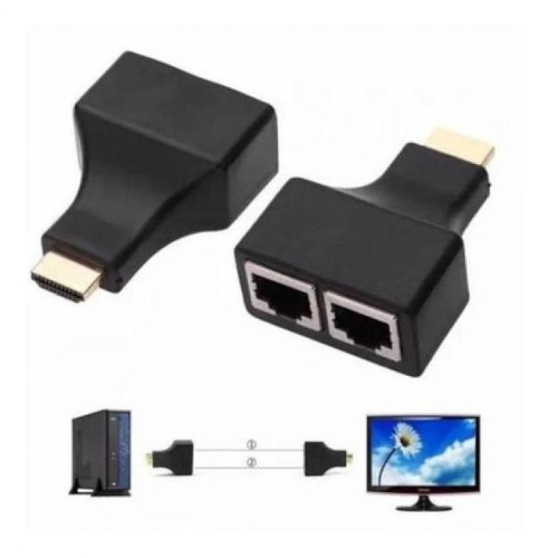 Extensor Hdmi 3d 30 Metros Via Cabo De Rede Utp Rj45 Cat5e/6 - Le biscuit