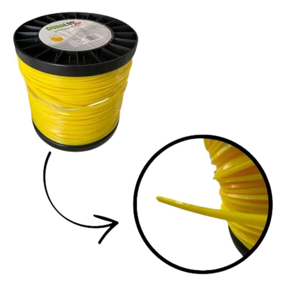 Fio De Nylon 3,0mm Quadrado Com 255 Metros Duraline 2,2kg Amarelo