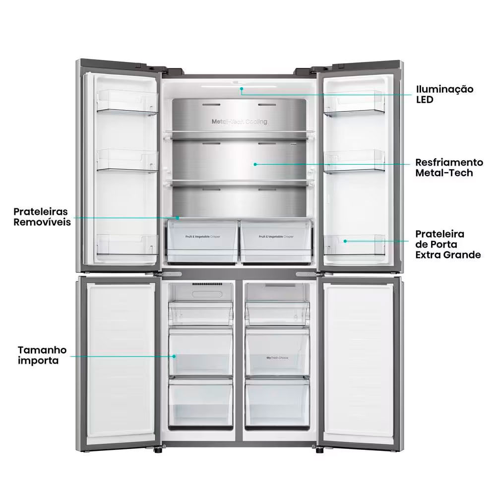 Geladeira 456L Hisense RQ5P470 Side By Side Multi Door Inverter Wi-Fi ...