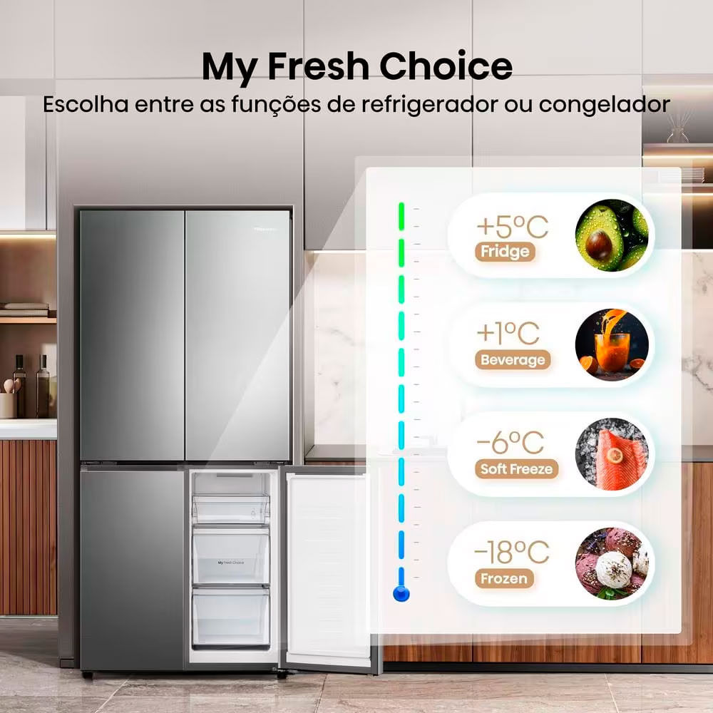 Geladeira 456L Hisense RQ5P470 Side By Side Multi Door Inverter Wi-Fi ...