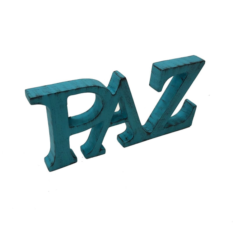 Placa Decorativa Letreiro Paz Resina 12x25x2Cm Cor Verde