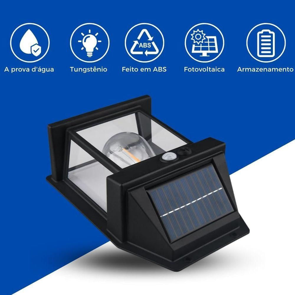 Kit 10 Luminária Solar Externa Potente Arandela Energia Solar Com ...