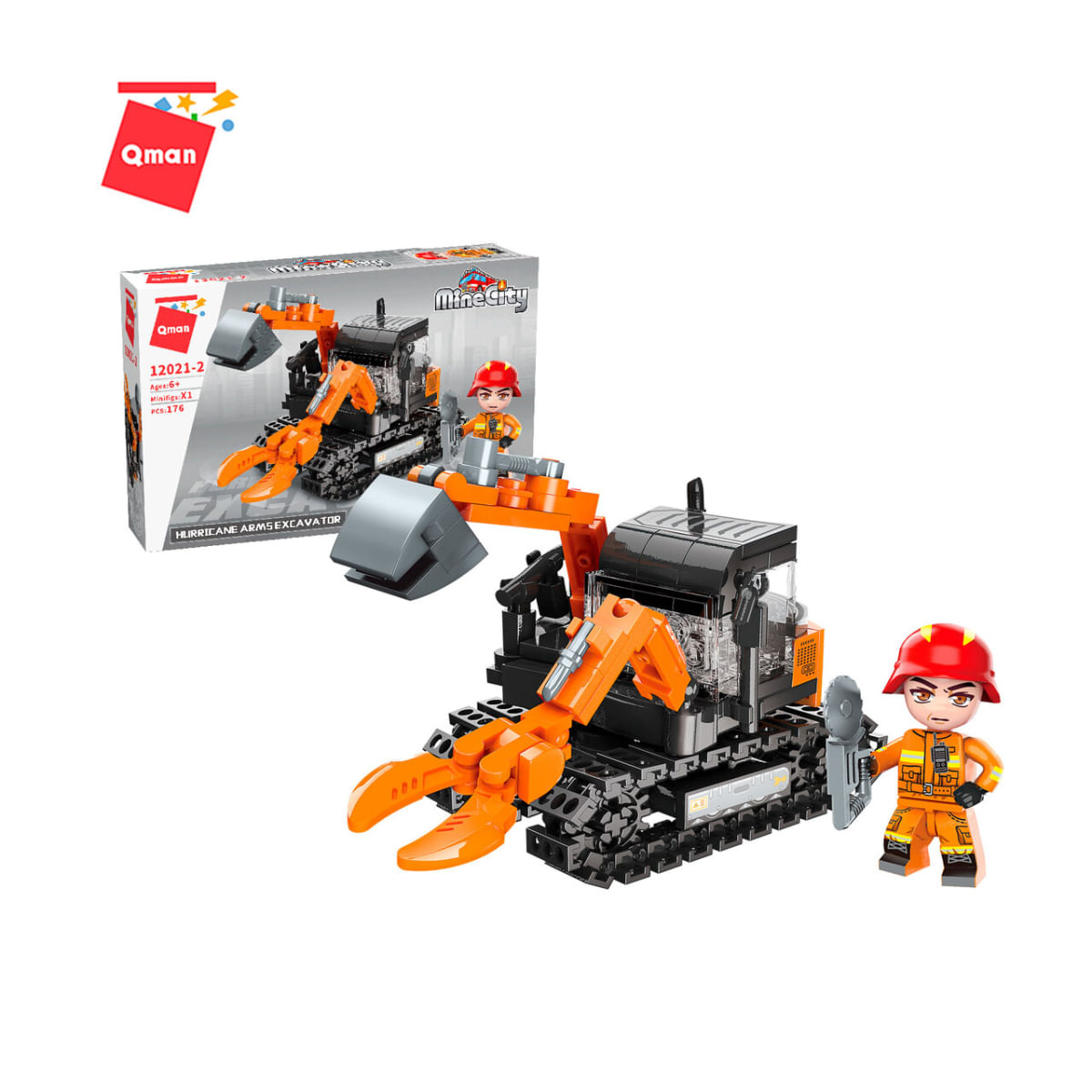 Blocos De Montar Escavadeira Multi Braços 176 Peças - Qman 12021-2 - Le ...