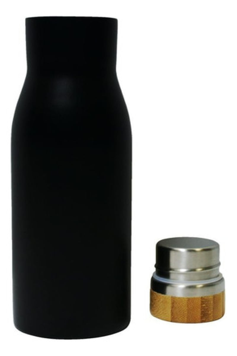Garrafa Térmica Preta Com Tampa De Bambu 700ml - Le biscuit