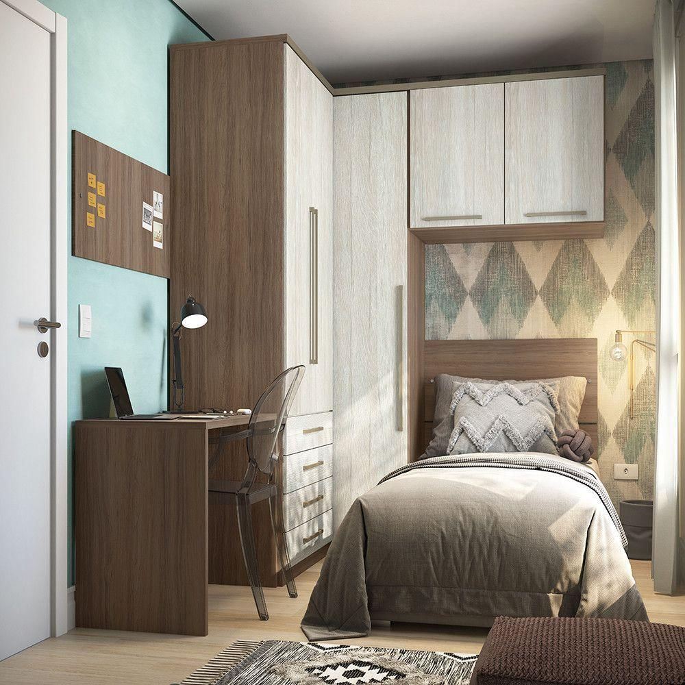 Guarda Roupa De Canto Solteiro E 4 Gavetas Vanilla C/ Legno